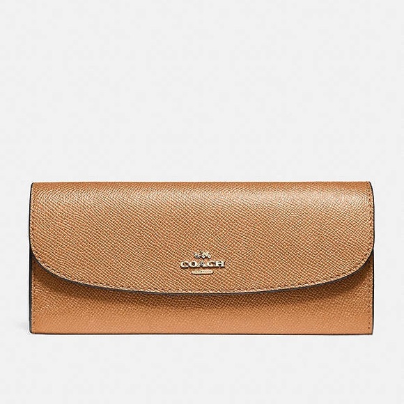 Coach | Bags | Coach Soft Checkbook Wallet In Saddle Brown | Poshmark